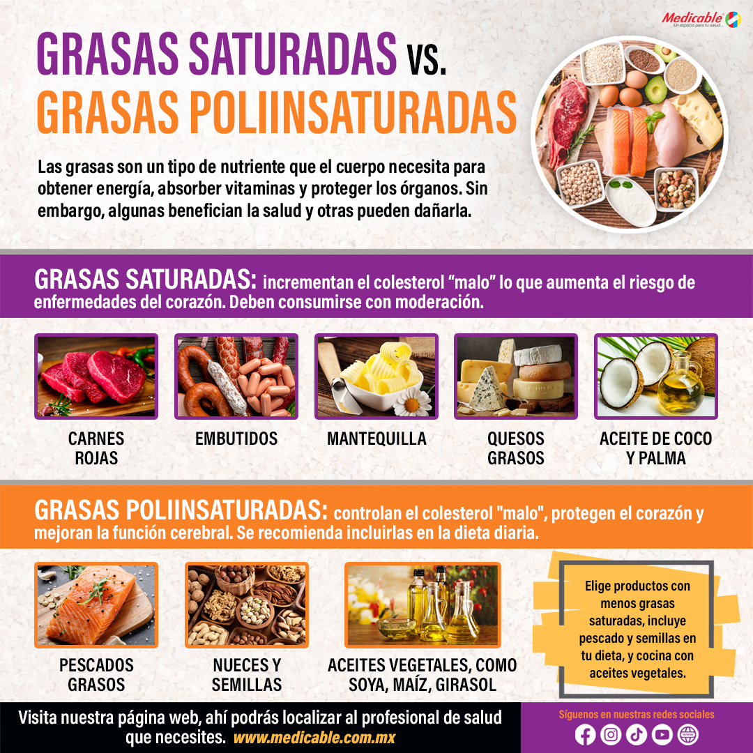 Grasas Saturadas Vs Grasas Poliinsaturadas Medicable Salud Y Bienestar